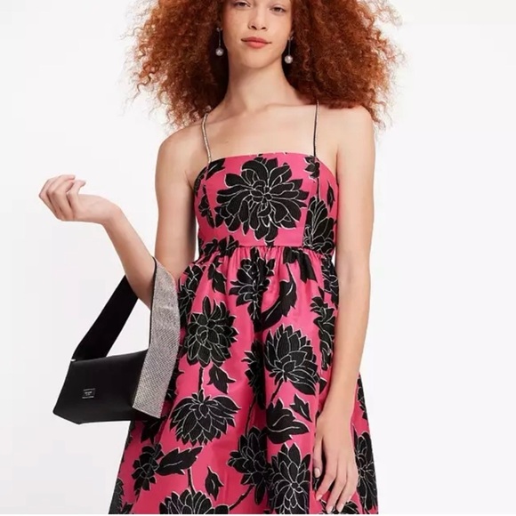 kate spade | Dresses | Kate Spade Pink And Black Strapless Floral Dress ...